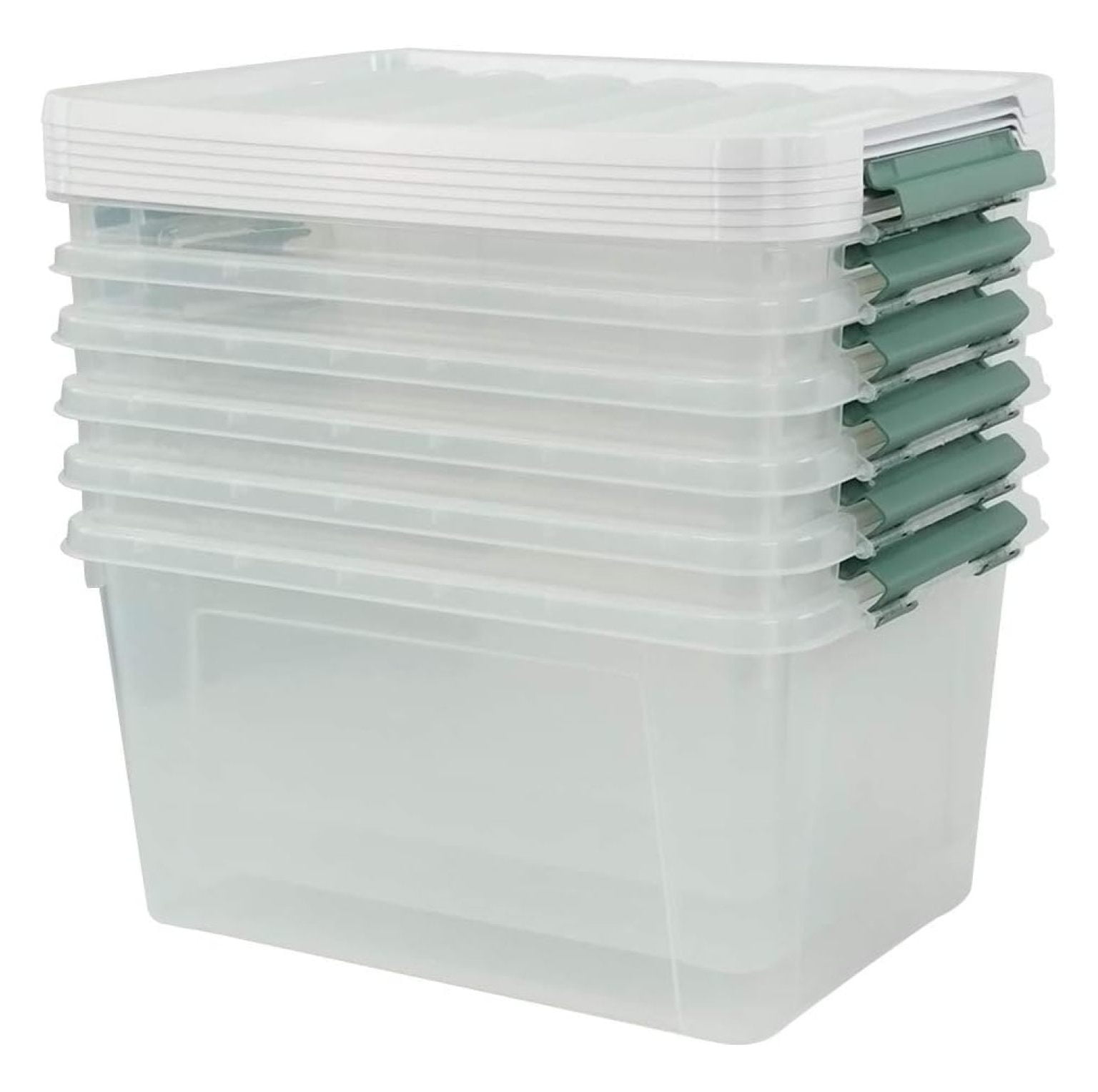 Homehours 6 Pcs Large Clear Storage Box, 35 Qt Plastic Bins with Lids ...