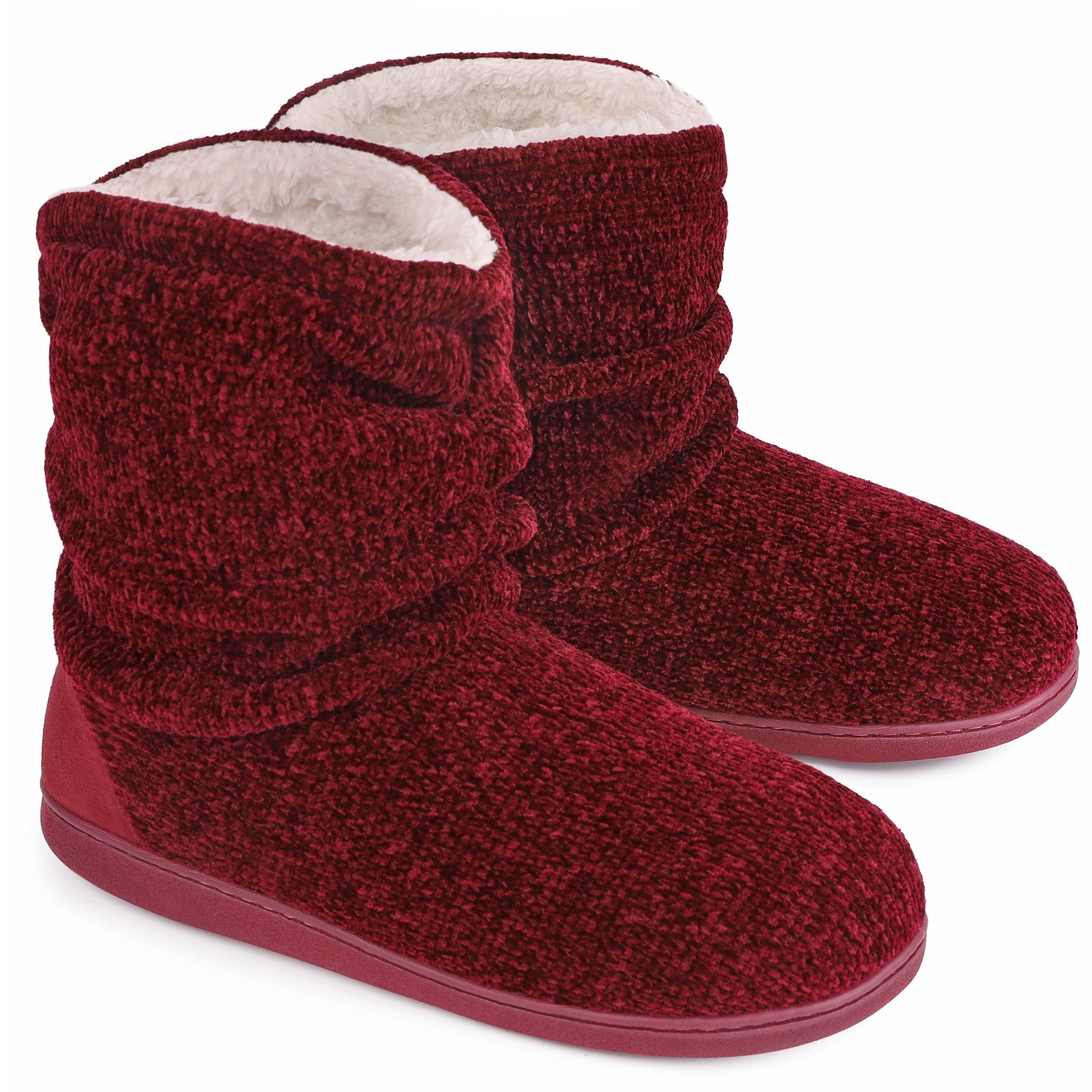 Homeier Ralph Women's Chenille Knit Boots Slippers Warm Plush Fleece ...