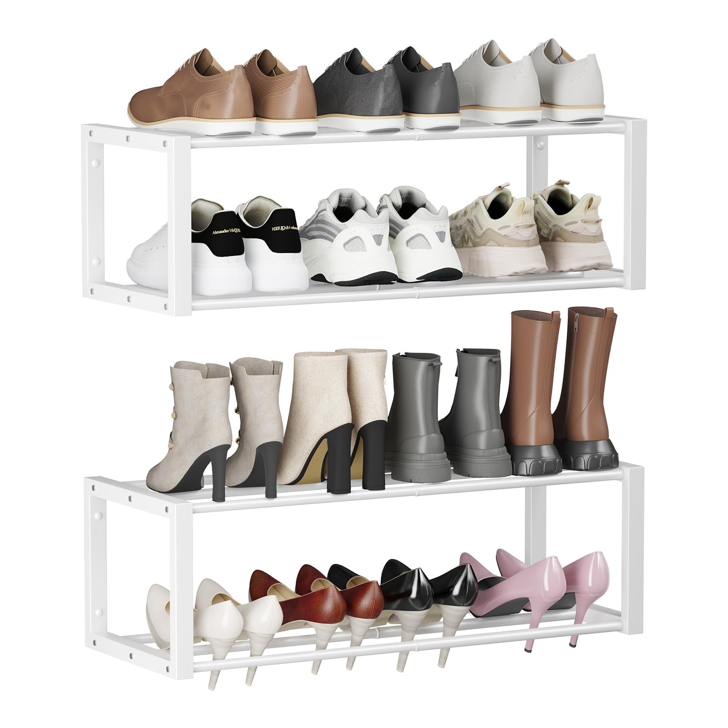 Homeiju Hanging Shoe Organizer,2 Pack Wall Mounted Shoe Rack Holds 12 ...