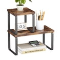 Homeiju Wooden Desktop Organizer Shelf, 2-Tier Adjustable Freestanding ...