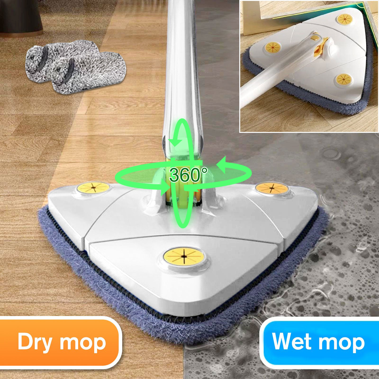 Vislone 52" Cleaning Mop with Long Handle, 360 Degree Rotatable ...