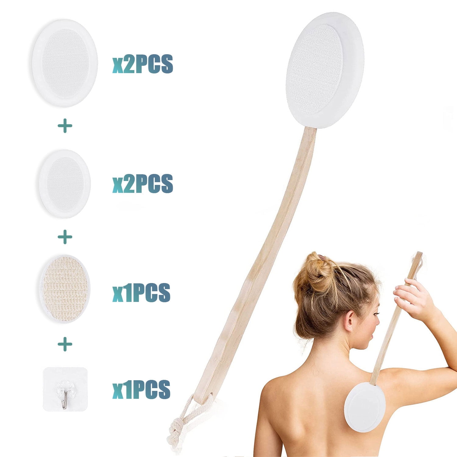 Homeika Long Lotion Applicator For Back With 4 Replaceable Pads And 1