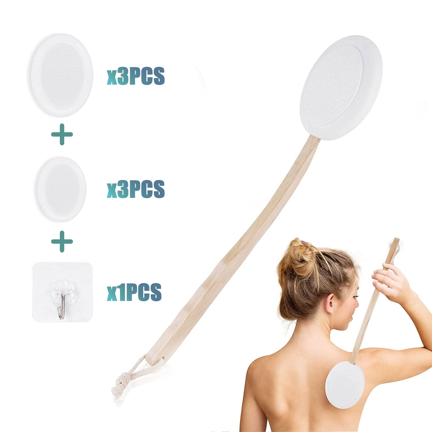 Homeika Long Lotion Applicator For Back With 6 Replaceable Pads 17