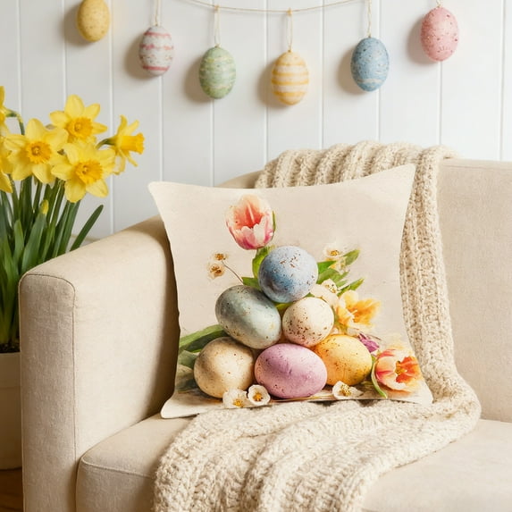 Homekingdee Easter Pillow Cases with Rabbits and Easter Egg Patterns ...