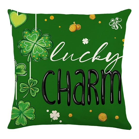 Homekingdee St. Patrick's Day Shamrock Printed Linen Pillow Cover ...