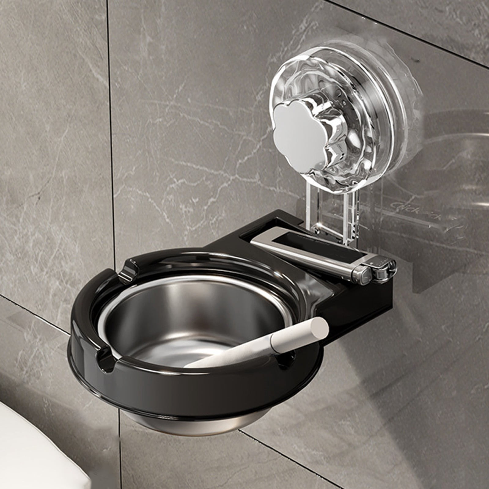 Homekingdee Stainless Steel Suction Cup Wall Mounted Ashtray ...