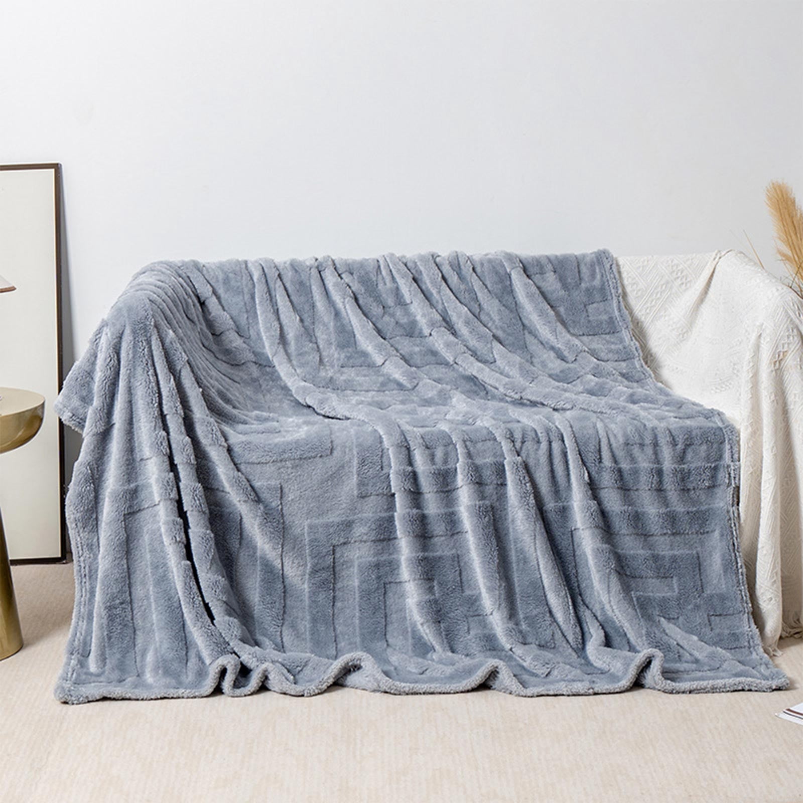 Homekingdee Thick Flock Blanket 27.56x39.37inch - Coffee White Blue ...