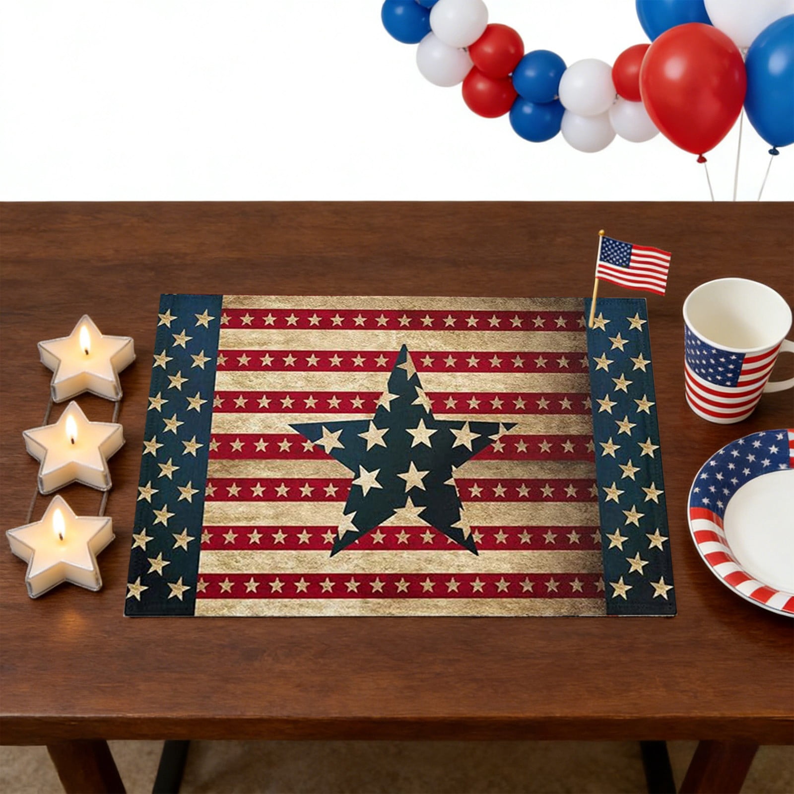 Homekingdee USA 250th Anniversary Patriotic Placemat - Multicolor Linen ...