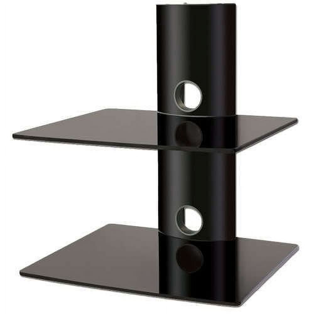 2xhome - High Gloss Black Double Shelf Wall mounted AV Component ...