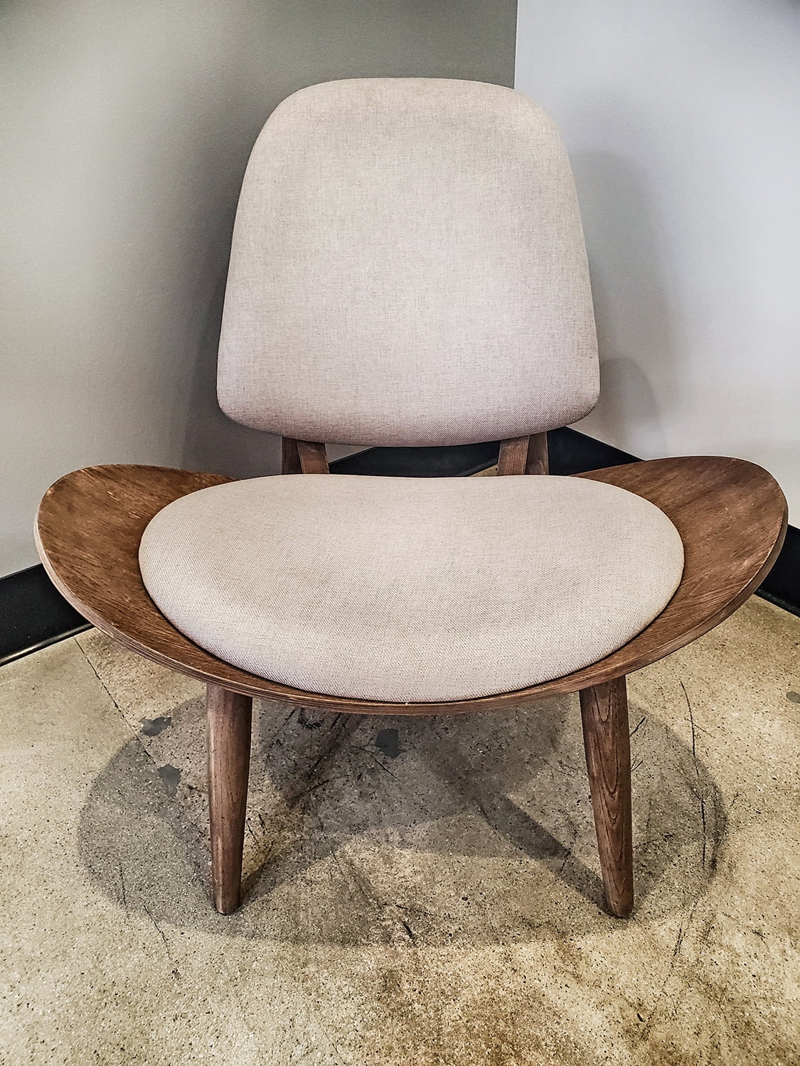 2xhome Modern Fabric Shell Wing Chair Armless Padded Seat Wooden Lounge ...