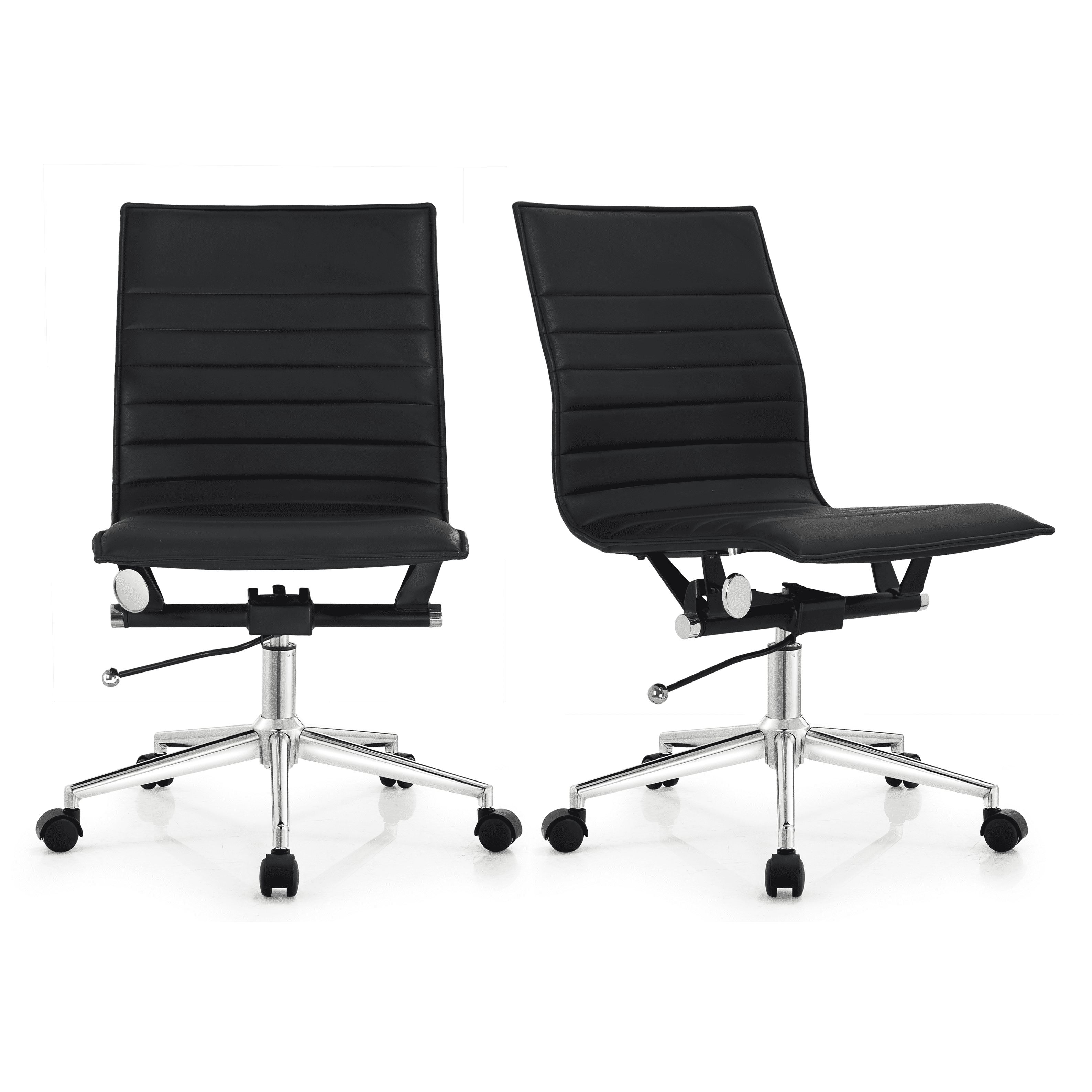 Homelala Set of 2 Black Contemporary Modern Ergonomic Mid back PU ...