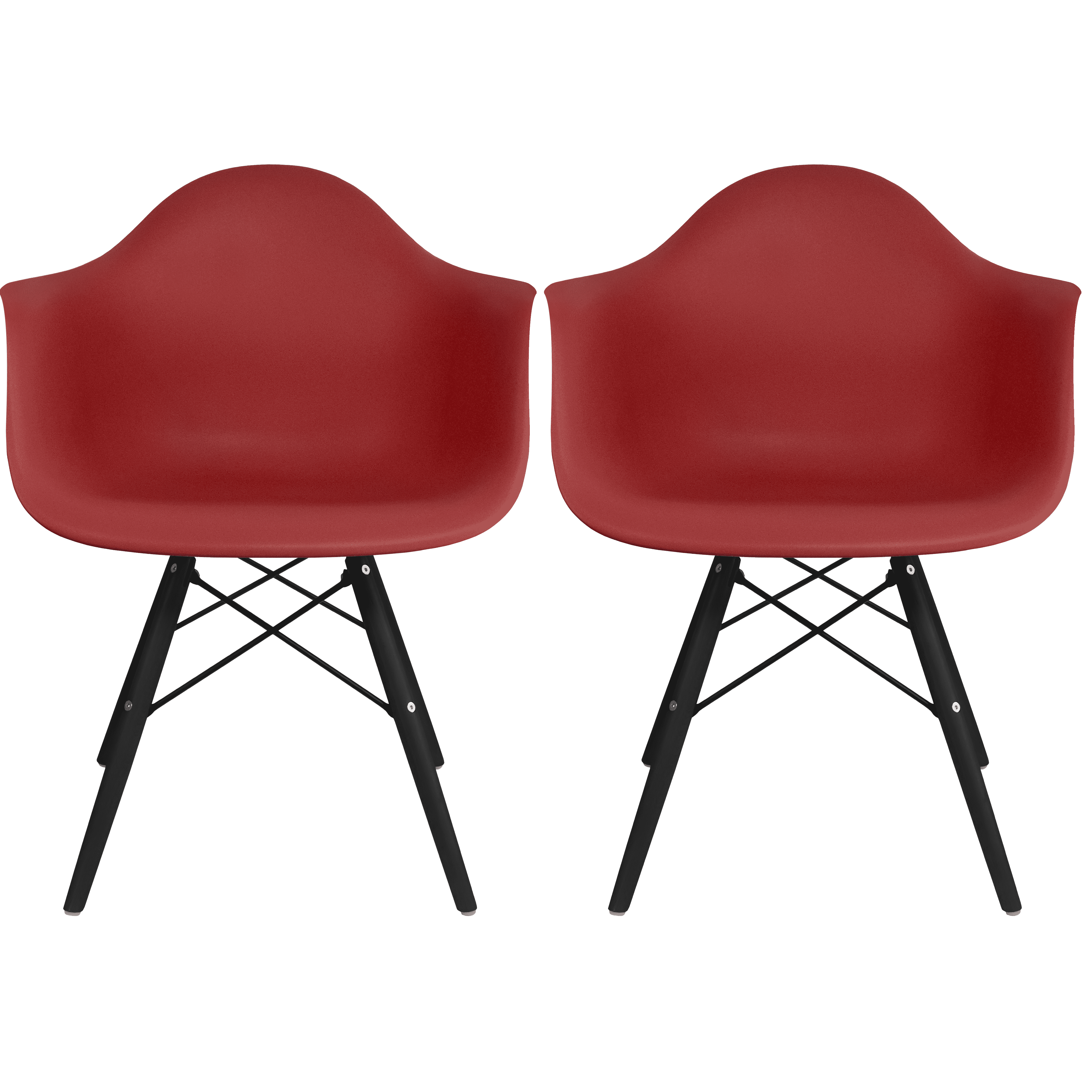 2xhome Set of 2 Maroon Mid Century Modern Designer Contemporary Office ...