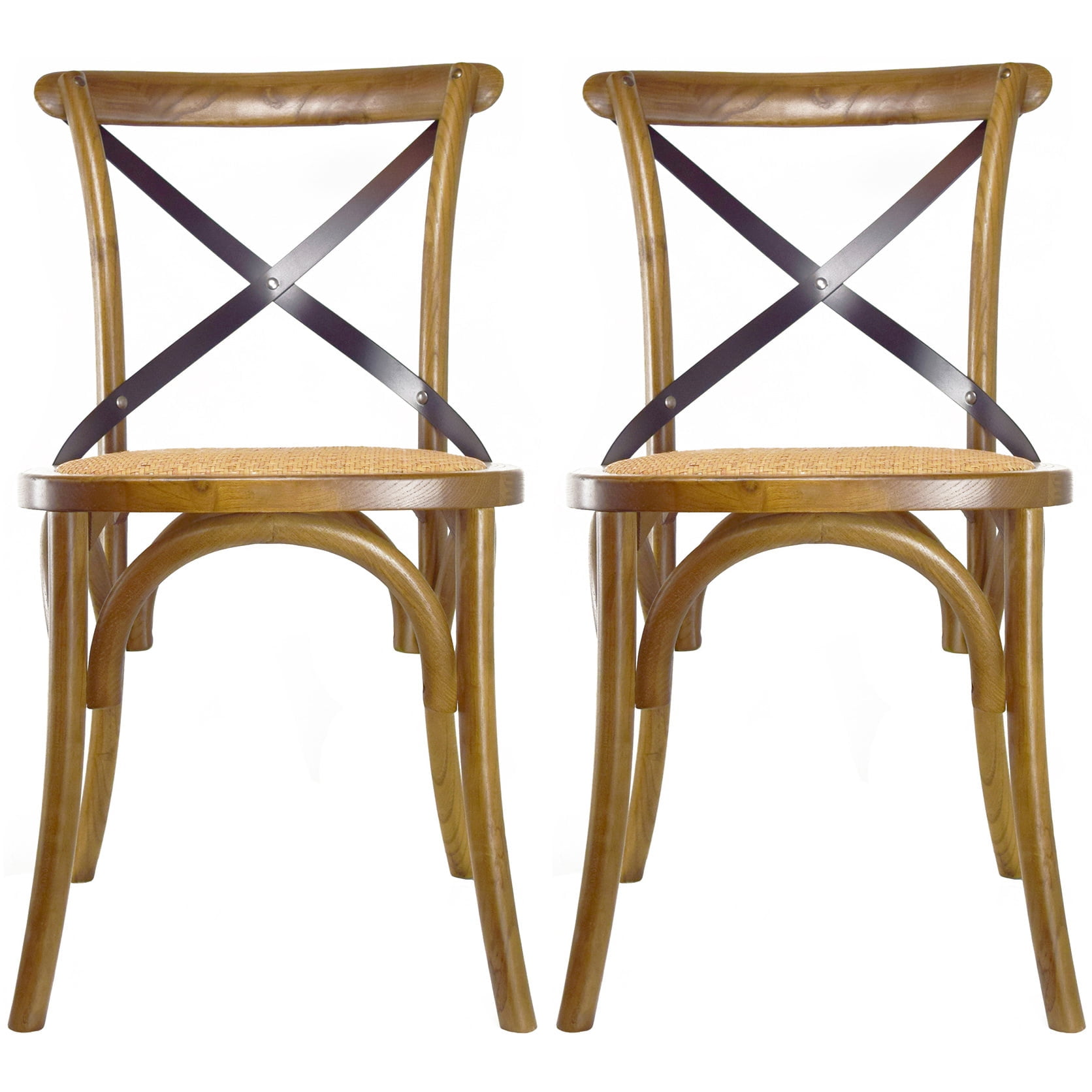 Homelala Set of 2 Walnut Mid Century Modern Farmhouse Antique Cross ...