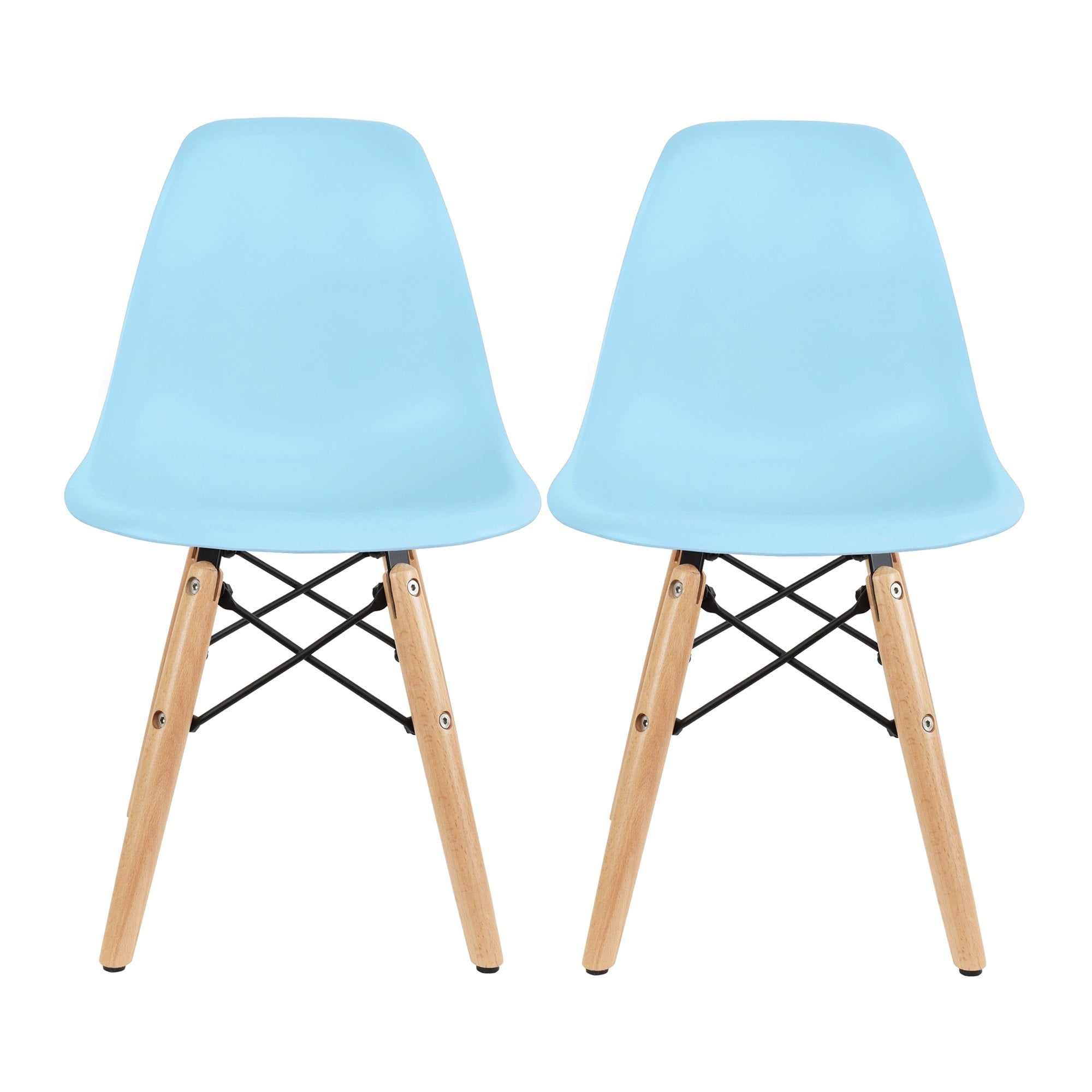 2xhome Set of 2 Kids Size Plastic Toddler Chairs with Natural Wooden ...
