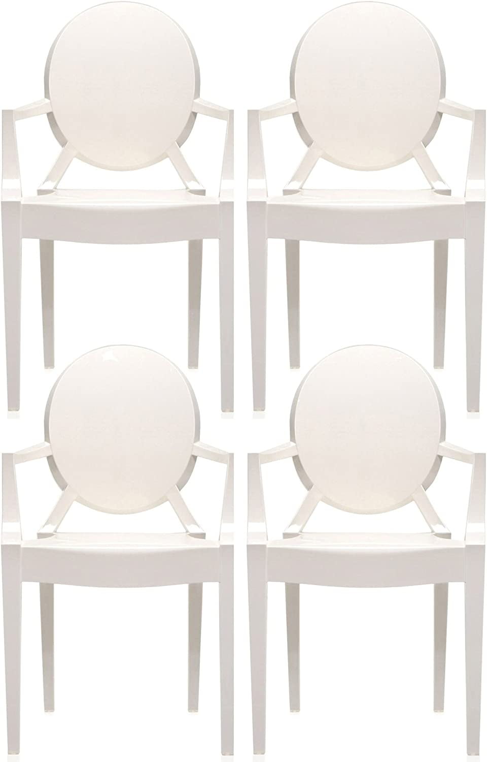 2xhome Set of 2 Modern Plastic Dining Chairs with Arms Stackable ...