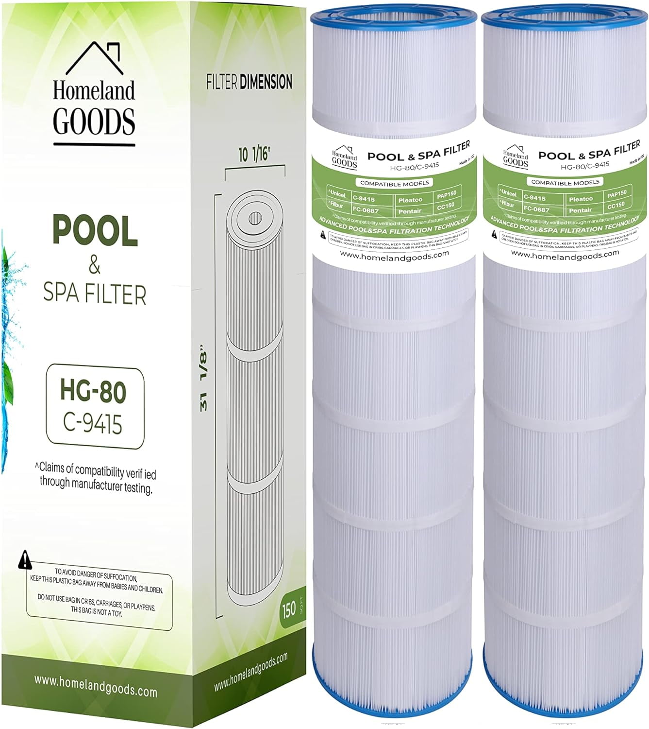 Homeland Goods PLF150A Pool Filter Replacement, Compatible with Pentair ...