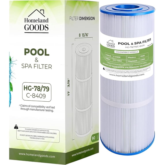 Homeland Goods PLF90A Pool Filter for Hayward C900, Pleatco PA90, 90 sq ...