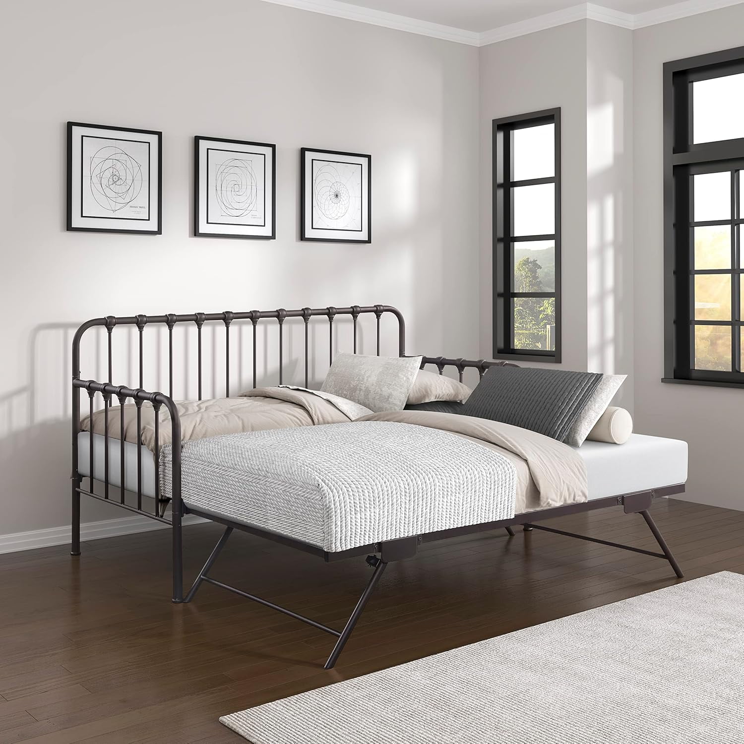 Homelegance Lexicon Twin Metal Bed Frame, Metal Platform Bed with ...