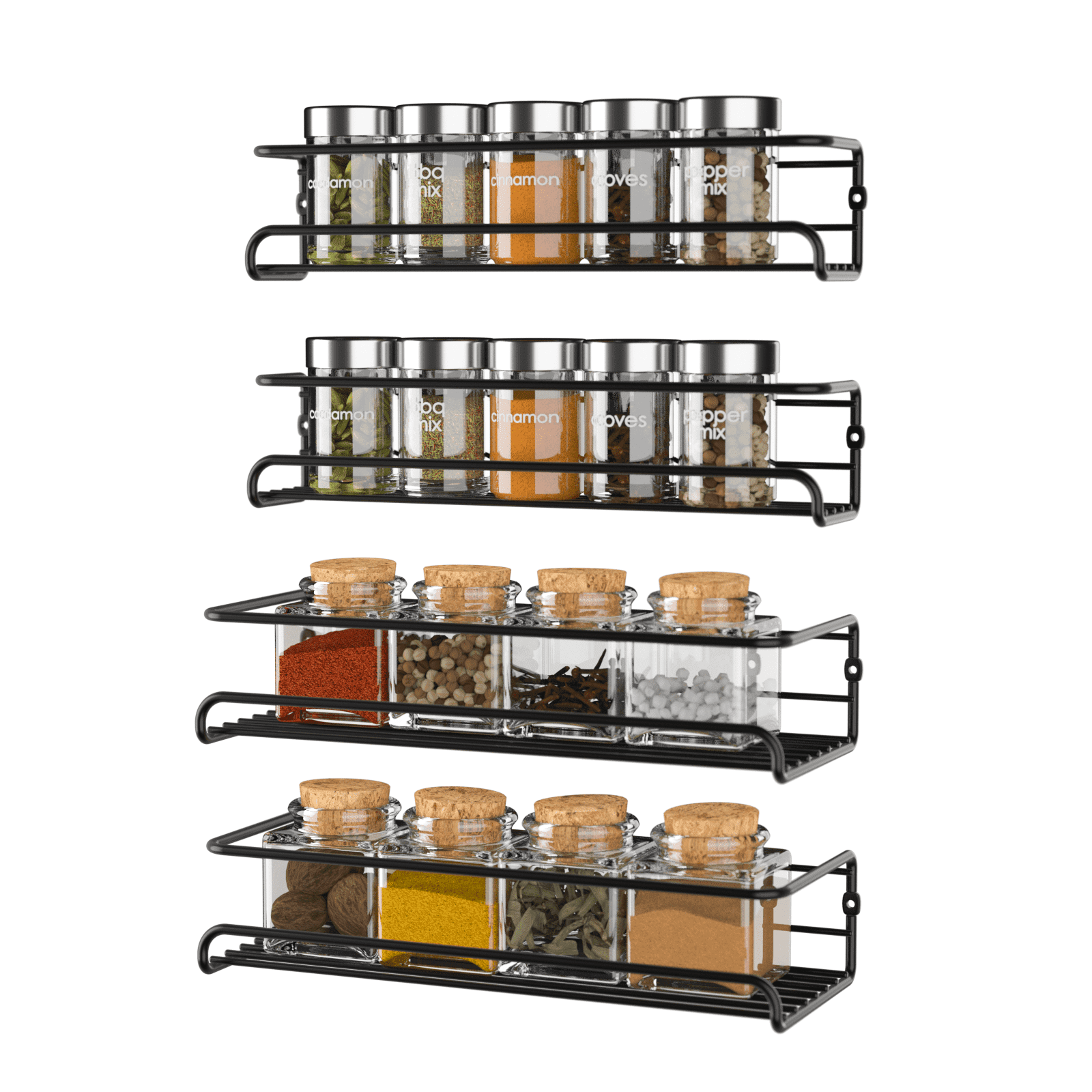 Homelet 4 Tier Spice Rack Organizer for Cabinets or Wall Mounts ...
