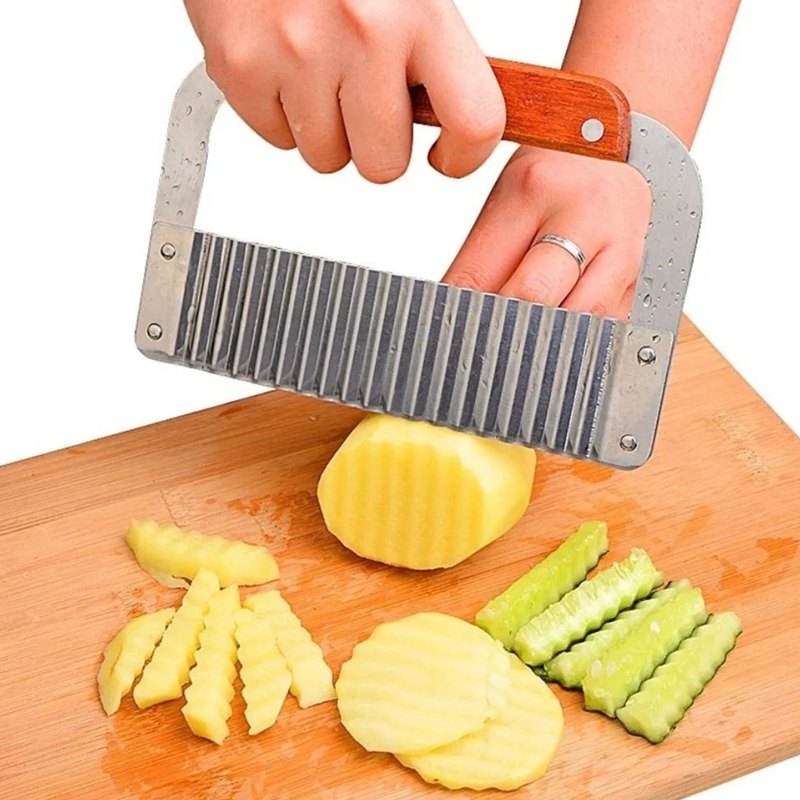 Homelife 1/2 Pcs Potato Slicer Crinkle Cutter Stainless Steel Crinkle ...