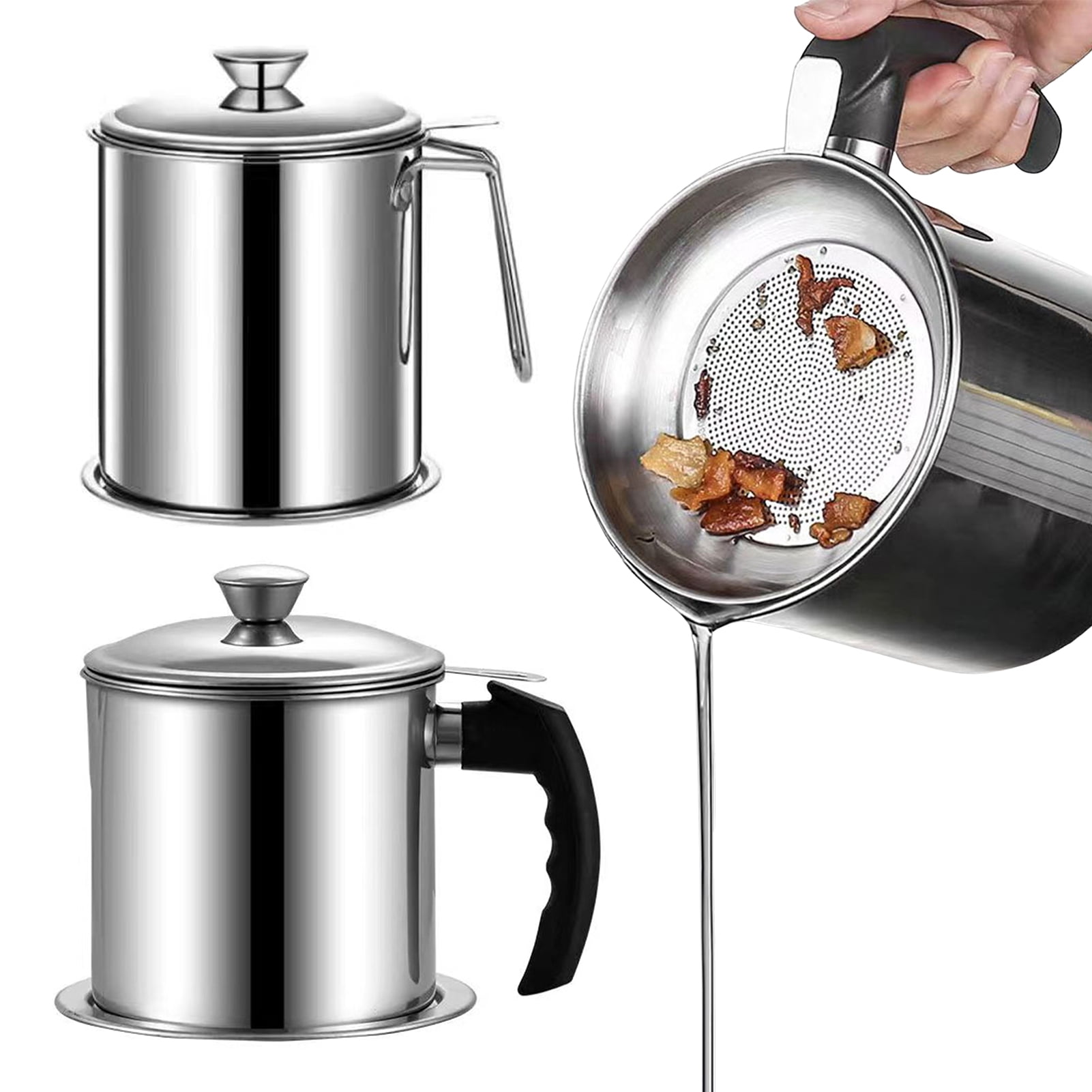 Homelife 1.4/1.9 L Stainless Steel Bacon Grease Saver Container with ...