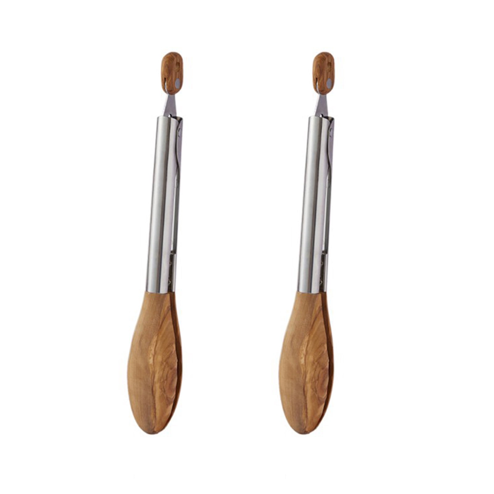 Homelife 12 Inch Wooden Tongs for Cooking Stainless Steel Salad Tongs ...