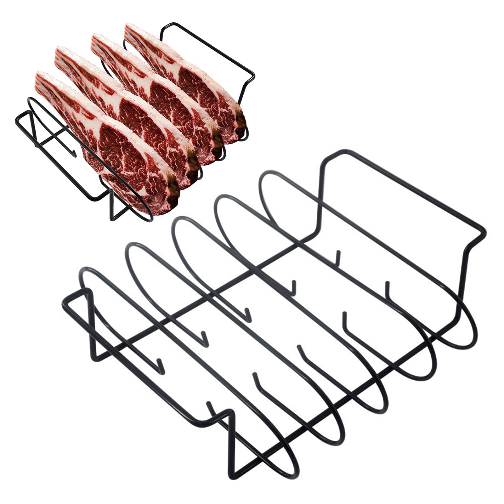 Homelife 2Pcs Stainless Steel Rib Rack for Grilling Nonstick BBQ Stand ...