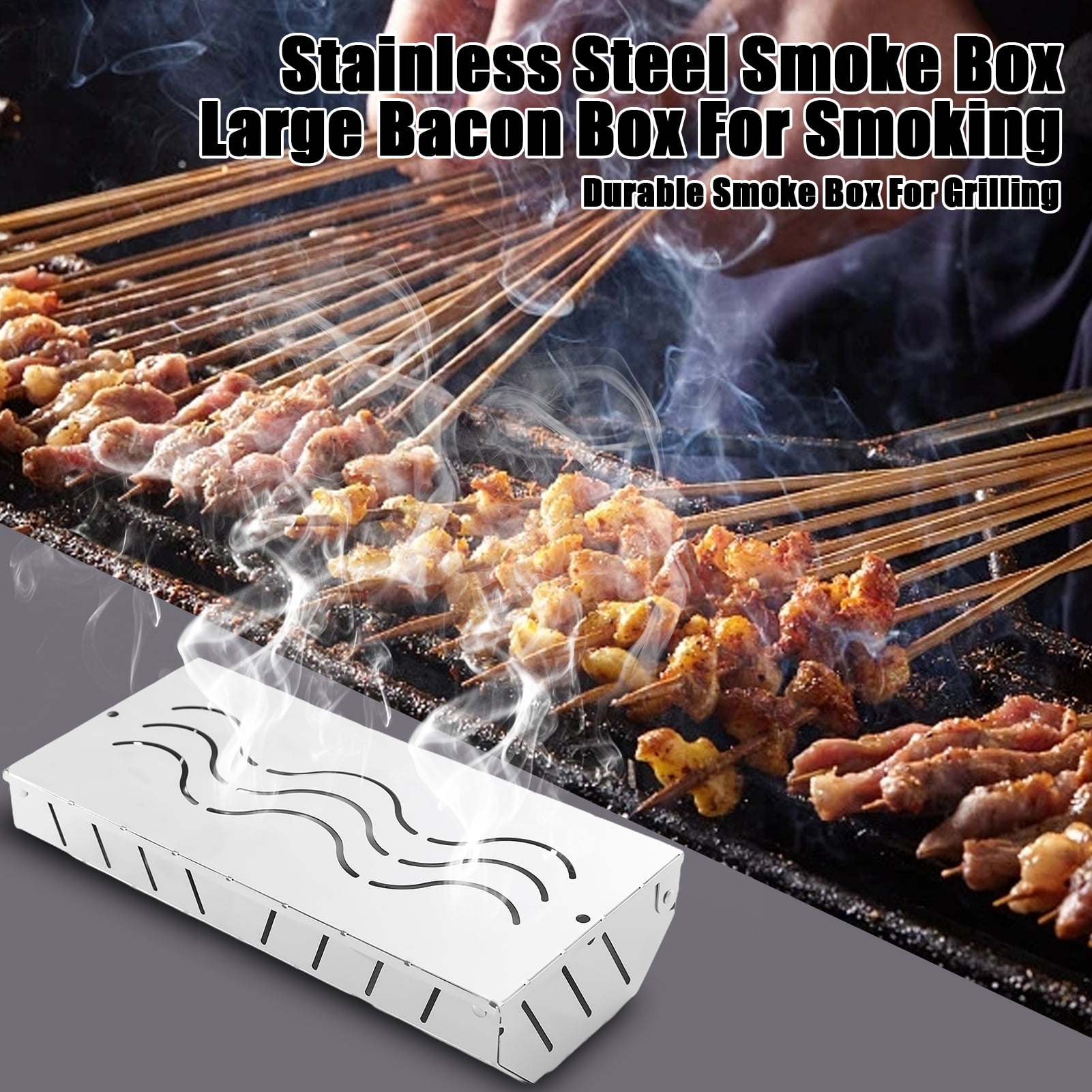 Homelife 2Pcs Stainless Steel Smoke Boxes for Gas Grilling with Hooks ...