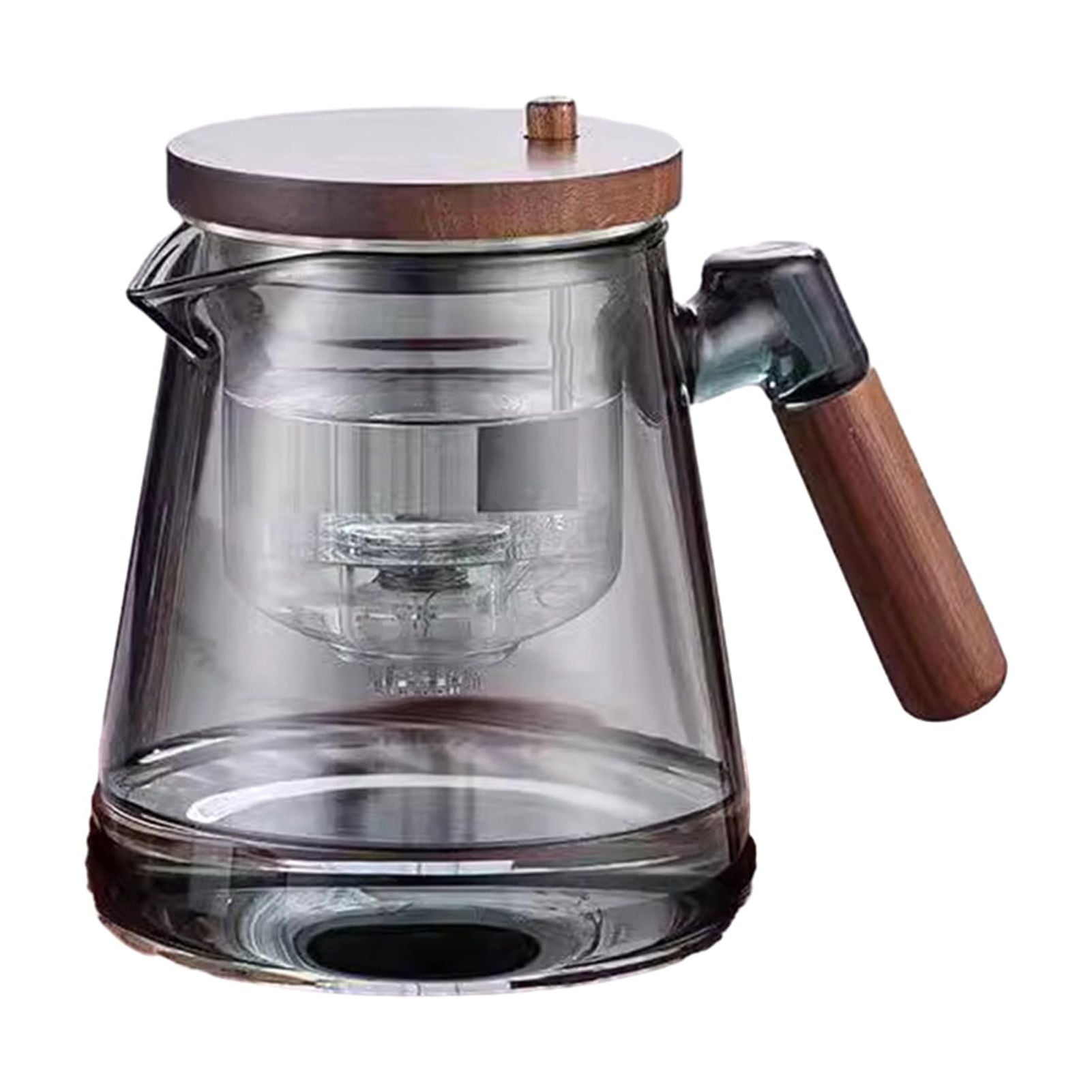 Homelife 800ml Teapot Water Separation Glass Glass Teapot Wooden Handle ...
