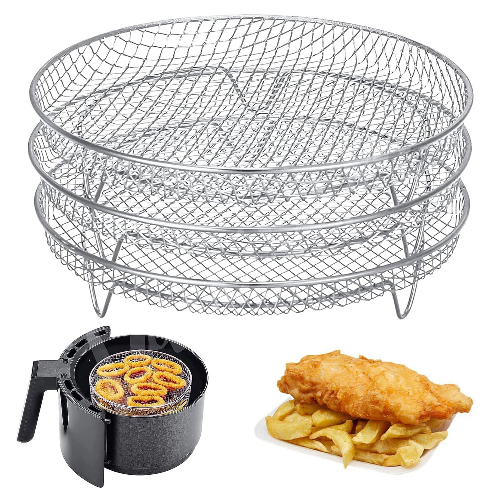 Homelife Air Fryer Dehydration Rack Stackable Stainless Steel Multi ...