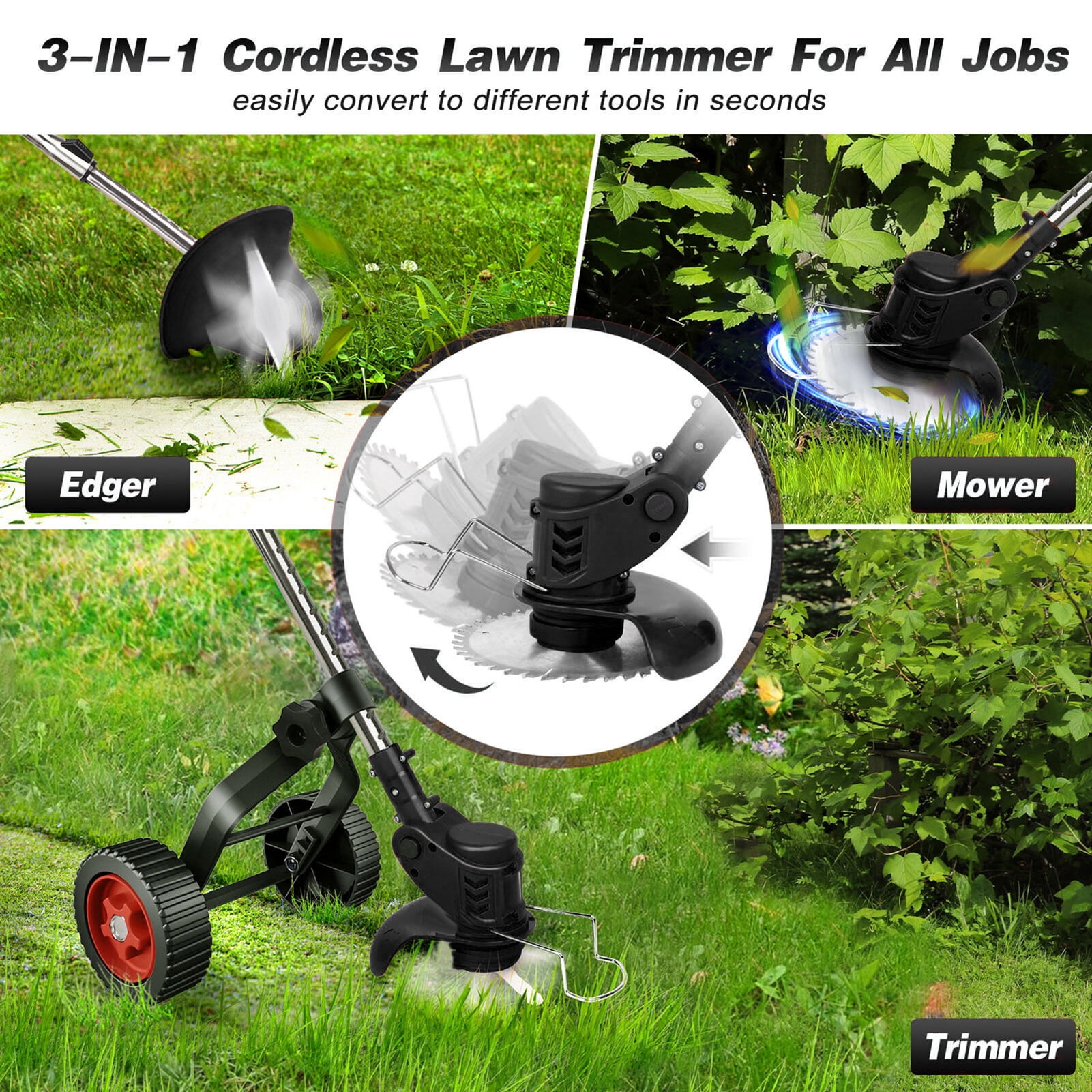 Homelife Electric Rechargeable Weed Wacker Cordless Eater Grass Trimmer ...