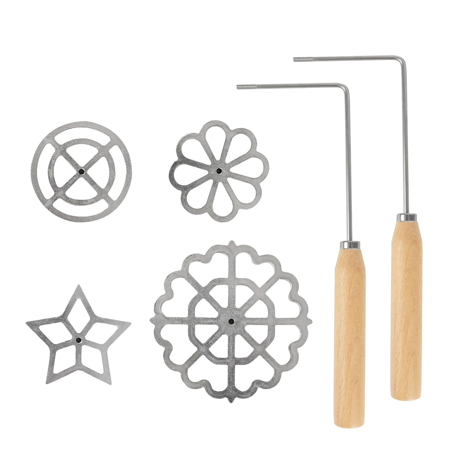 Homelife Flower Bunuelos Mold Set Traditional Wreath Molds with Wooden ...