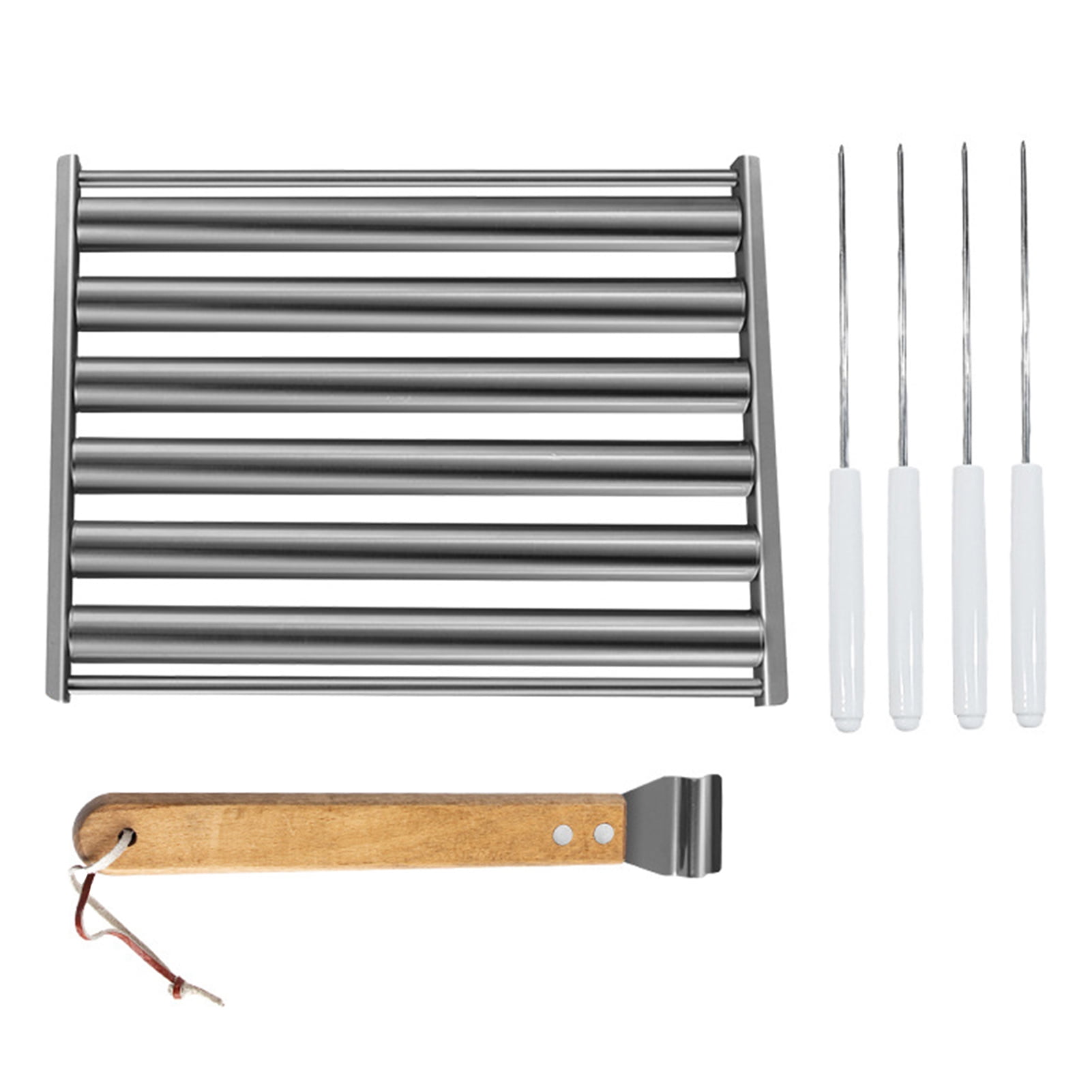 Homelife Hot Dog Roller Rack with Wooden Handle BBQ Sausage Roller Rack ...