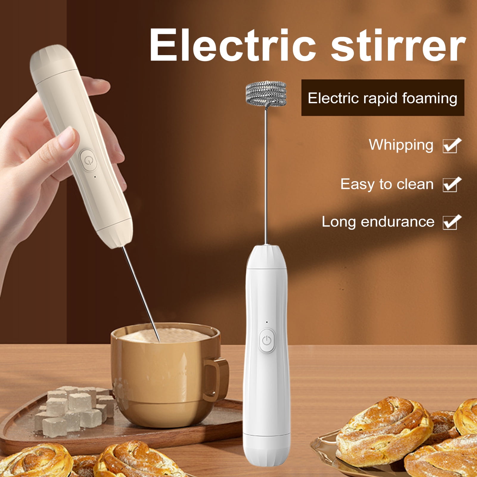 Homelife Milk Frother Electric Mixer Stainless Steel Blender 2-in-1 ...