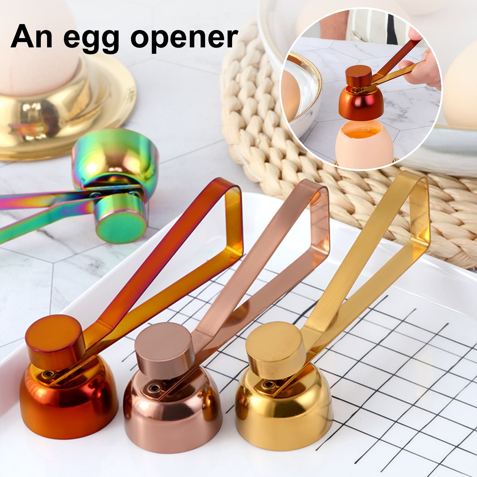 Homelife Stainless Steel Egg Opener Cracker Tool Heavy Duty Eggshell ...