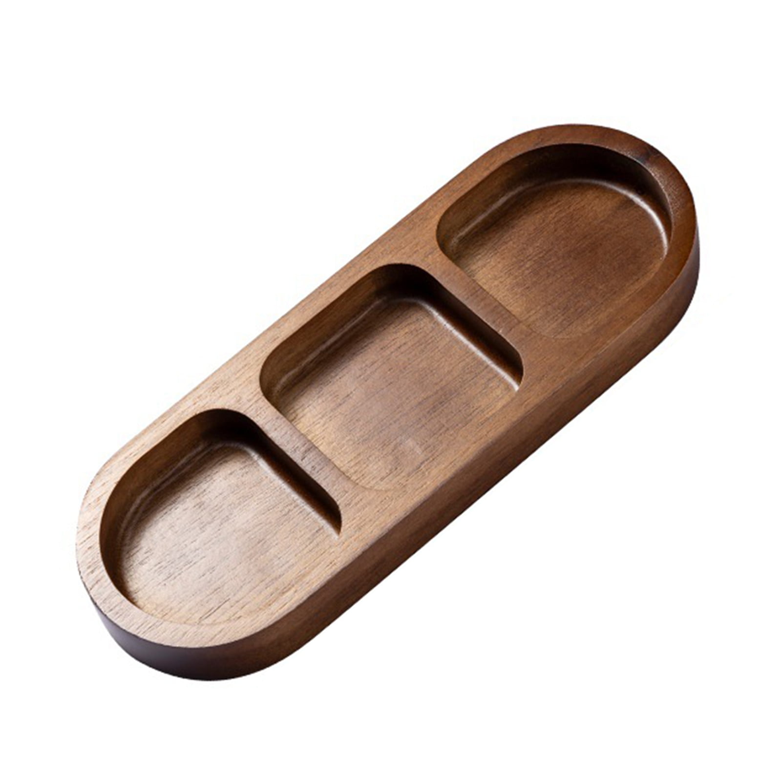 Homelife Wooden Divided Serving Tray Condiment Dish Multi Compartment ...