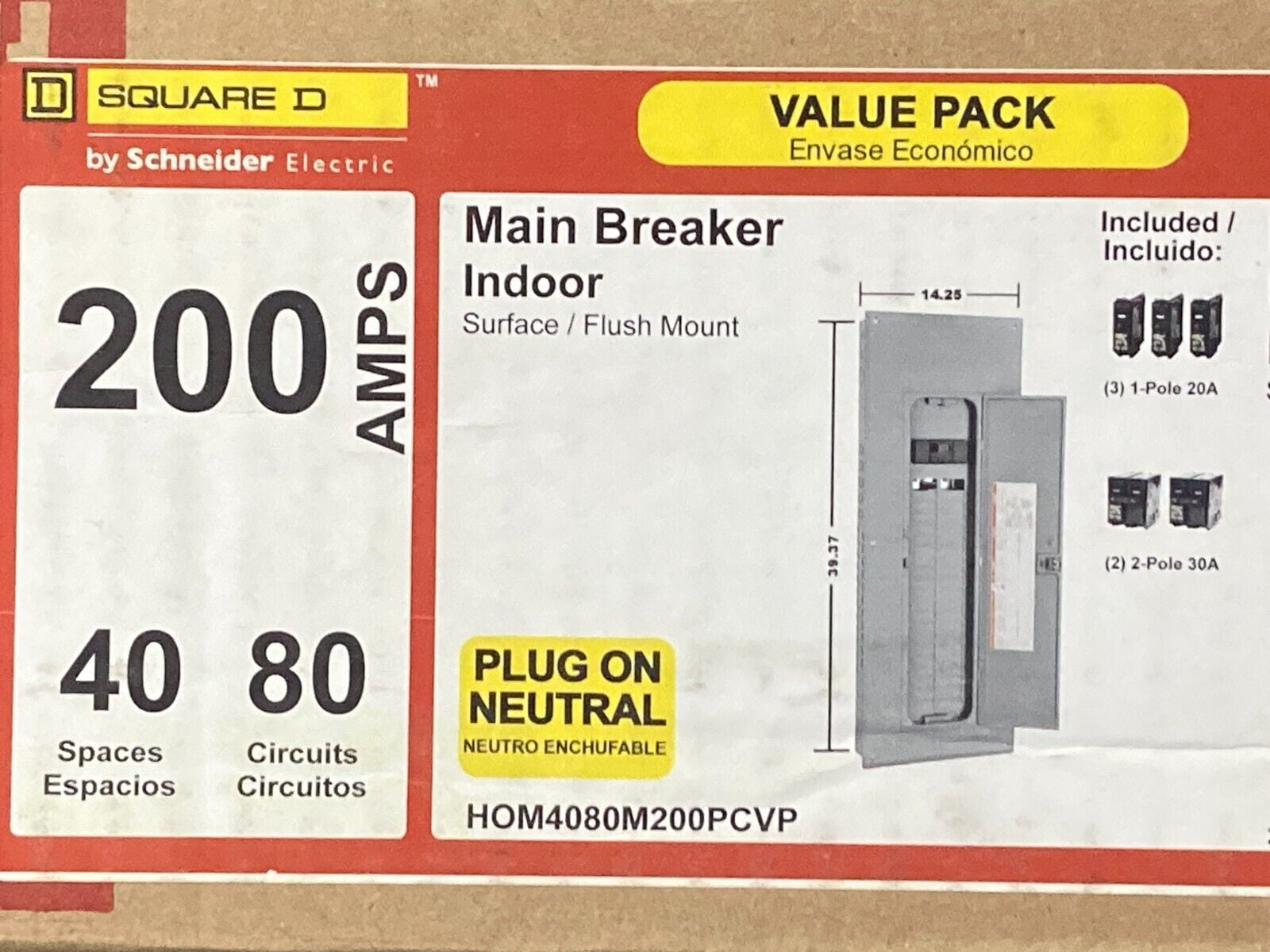 Homeline 200 Amp 40-Space 80-Circuit Panel Square D HOM4080M200PCVP ...