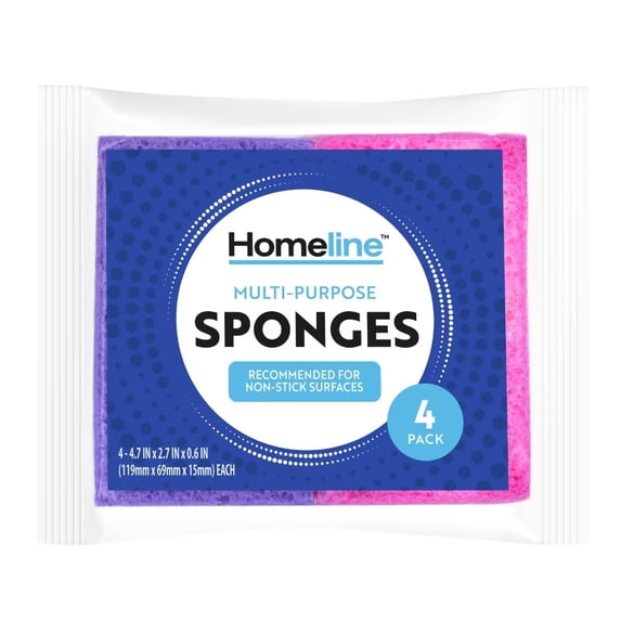 Homeline Multi-Purpose Cellulose Sponges, 4 Count - Walmart.com