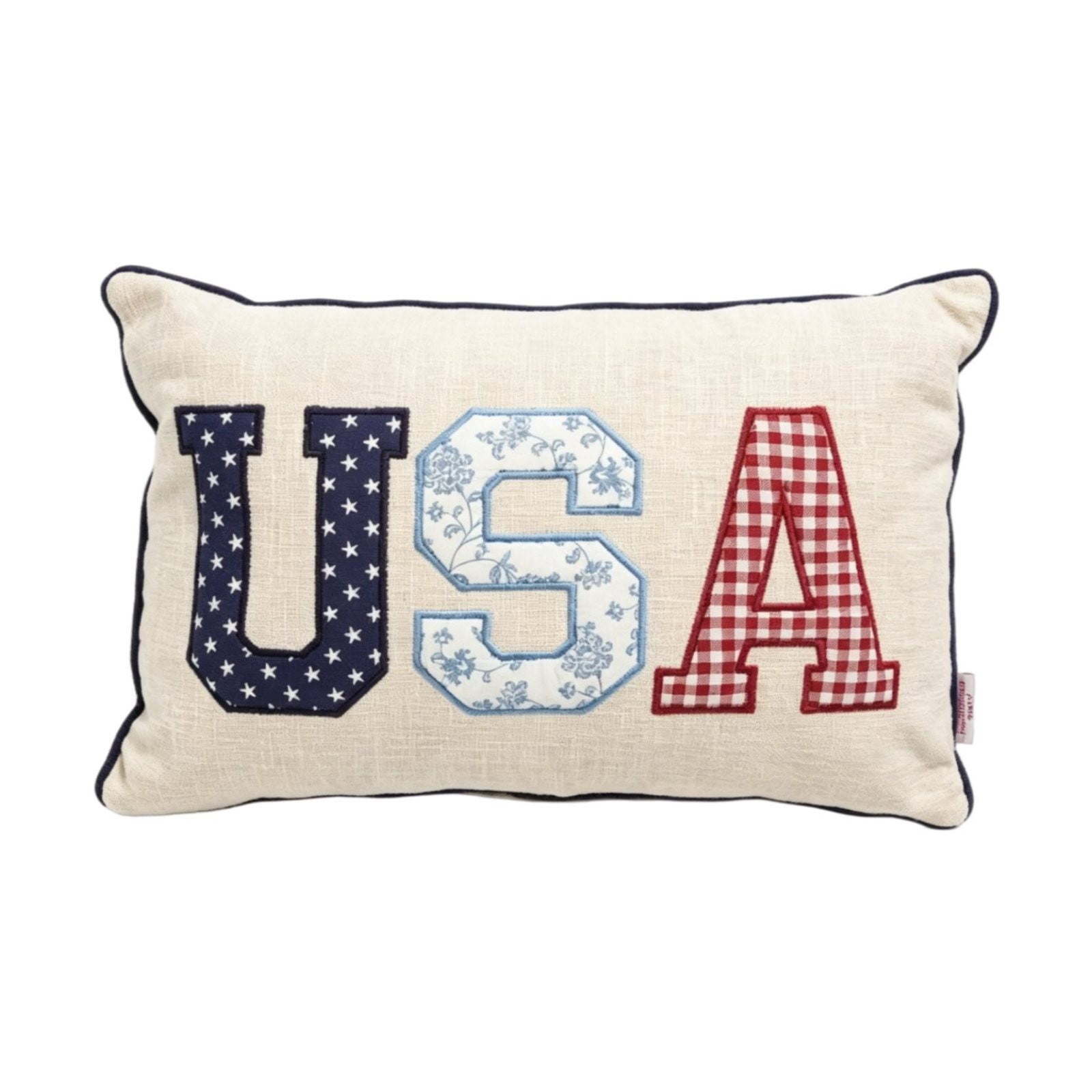 Homellea Patriotic USA Throw Pillow, 15 x 9 in Embroidered Red White ...
