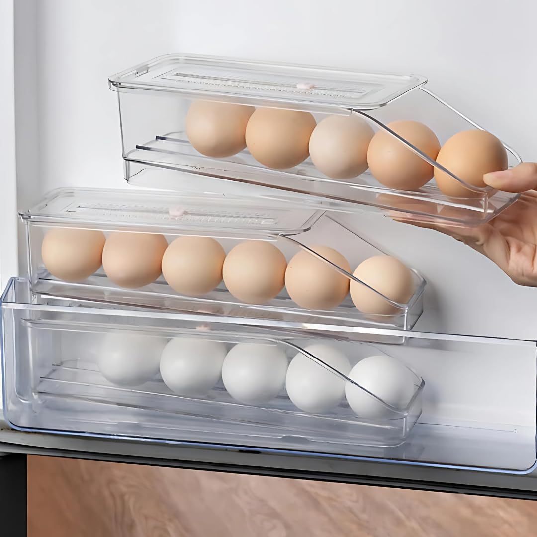 Homello Single 6 Eggs Storage Dispenser for Fridge Stackable Plastic ...
