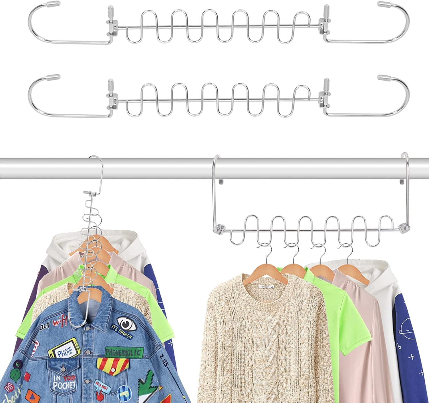 Homelove 2-Pack Magic Hangers, Stainless Steel Closet Organizer, 360 ...