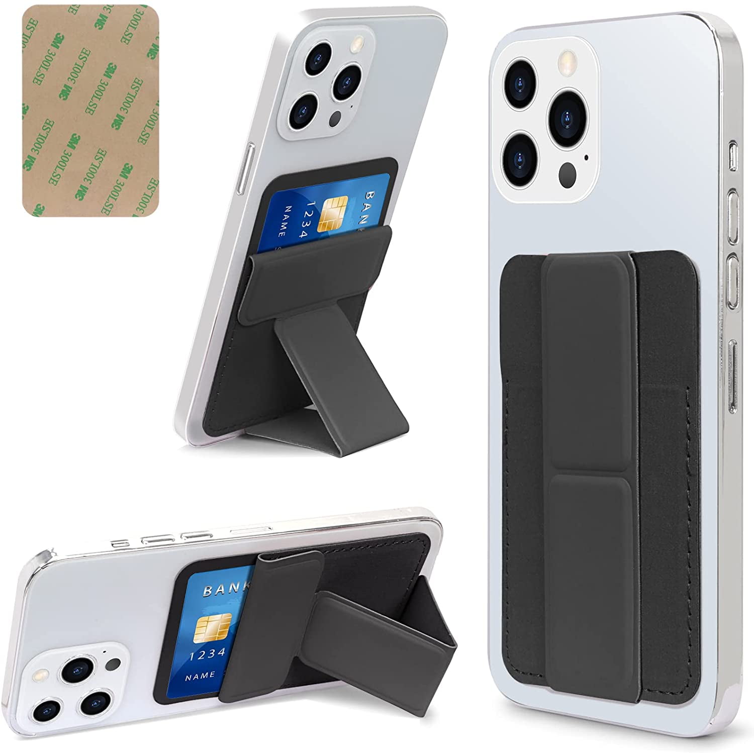 Homelove Secure Stick on Wallet Leather Credit Card Holder with Stand ...