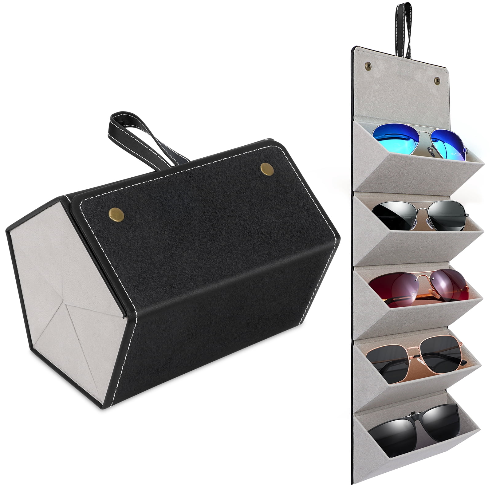 Homelove Sunglasses Organizer Case with 5 Slot Compartments for Glasses ...