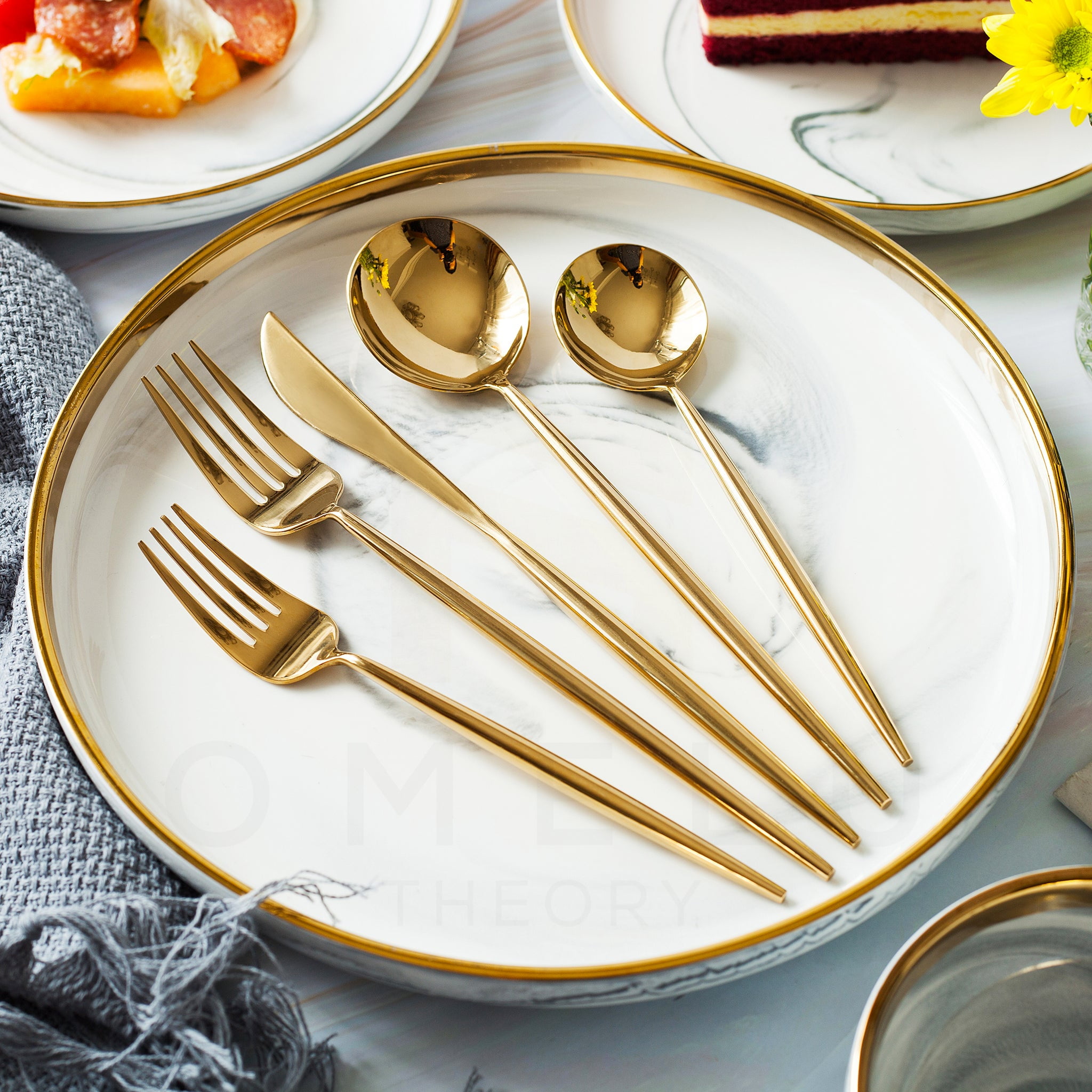 Homelux Theory 18/10 Stainless Steel Flatware, 4 Gold Utensils Set, 5pc ...
