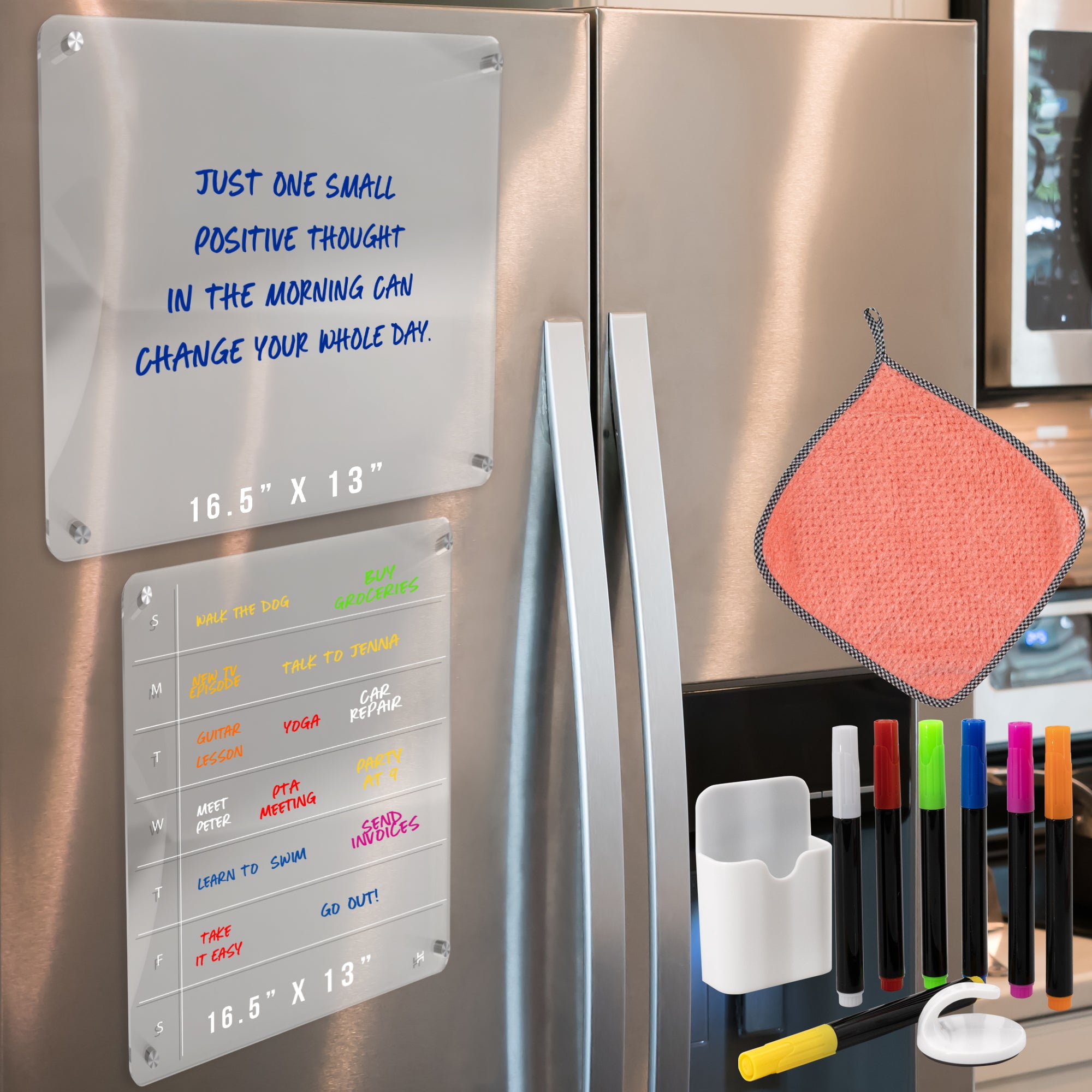 Homelux Theory Magnetic Clear Dry Erase Board, Blank and Weekly Planner ...