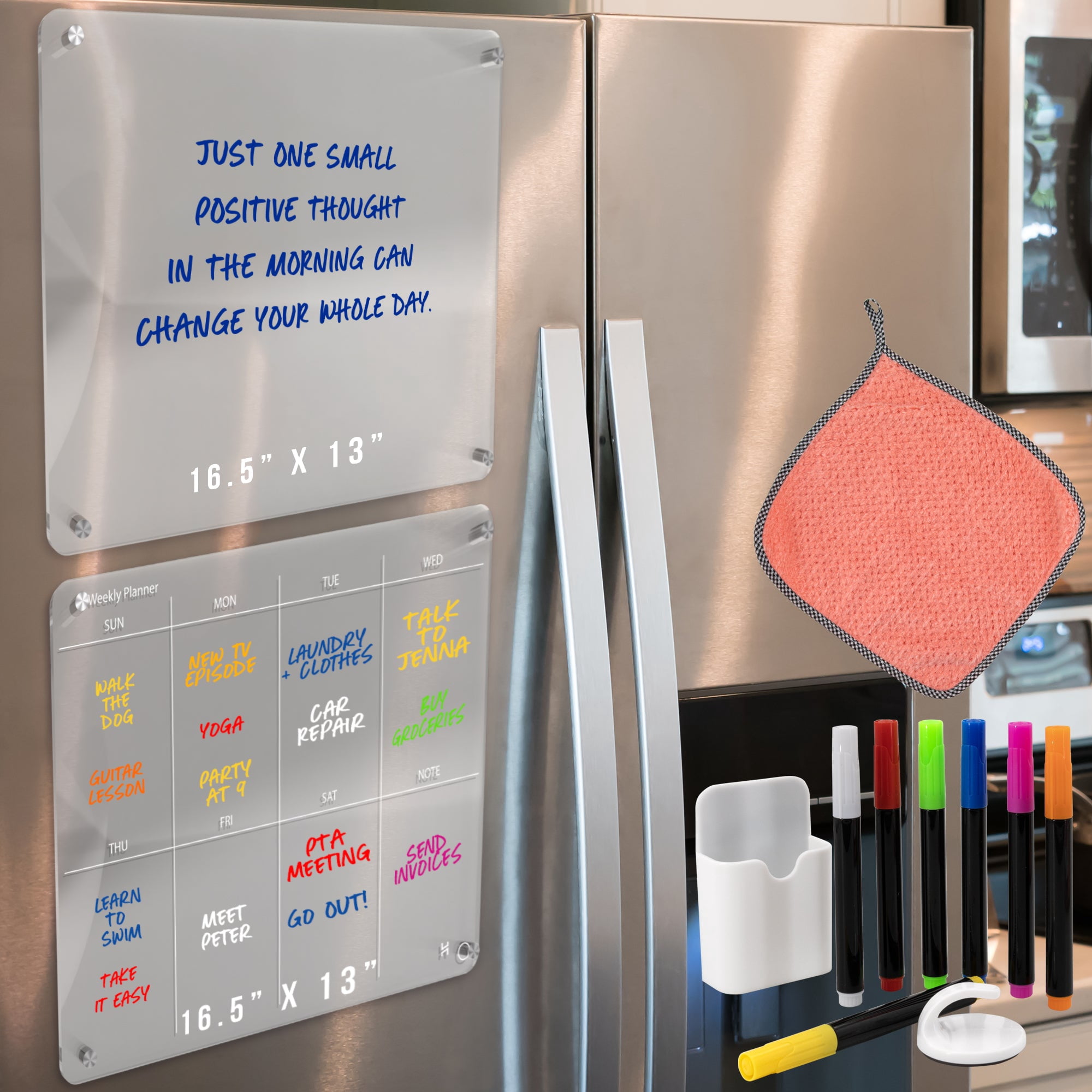 Homelux Theory Magnetic Clear Dry Erase Board, Blank and Weekly Planner ...