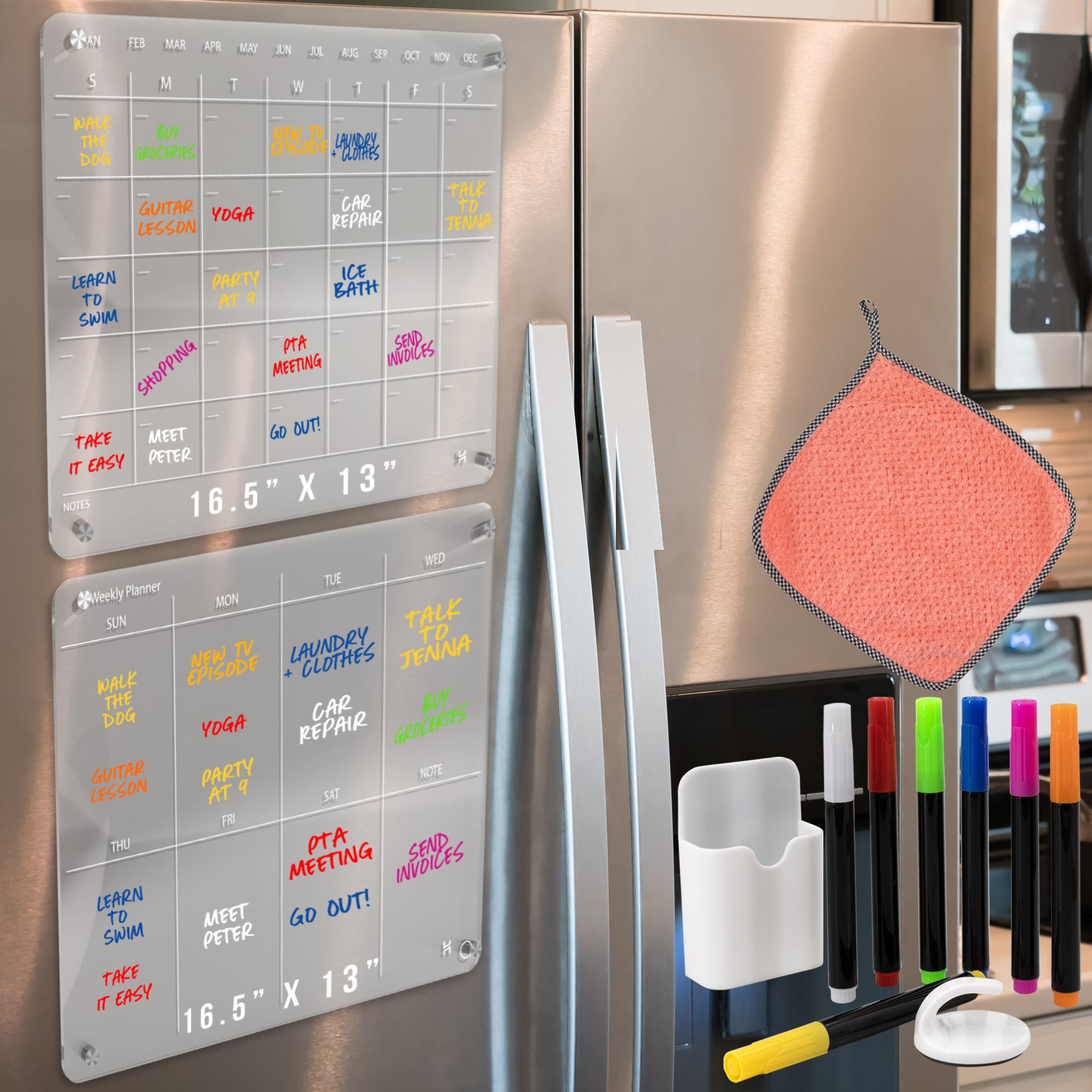 Homelux Theory Magnetic Clear Dry Erase Board, Weekly and Monthly ...