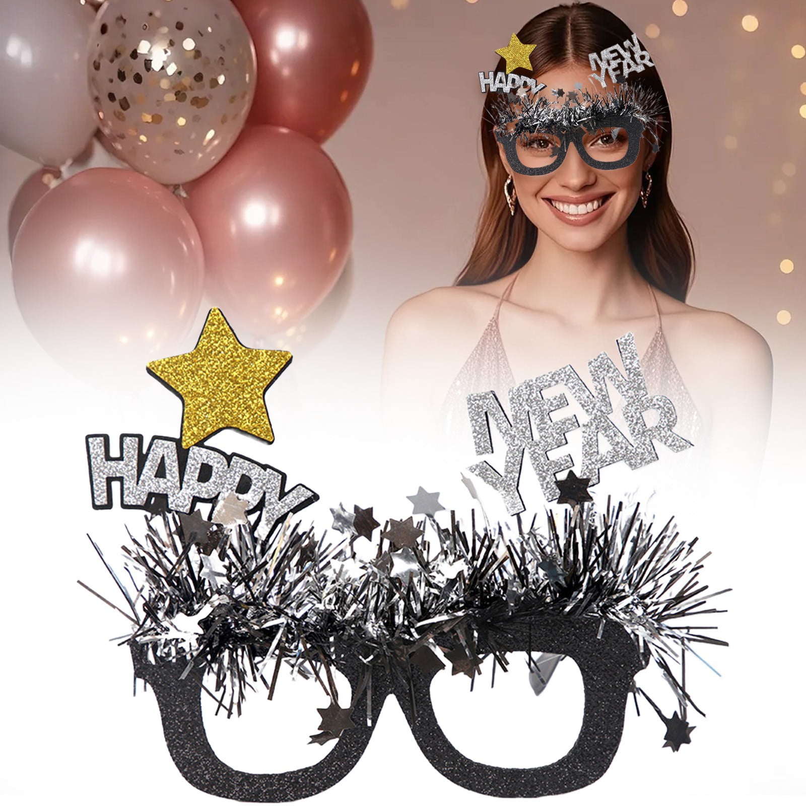 HomelyJoy 2026 New Year Glitter Glasses Holiday Party Eyeglasses ...
