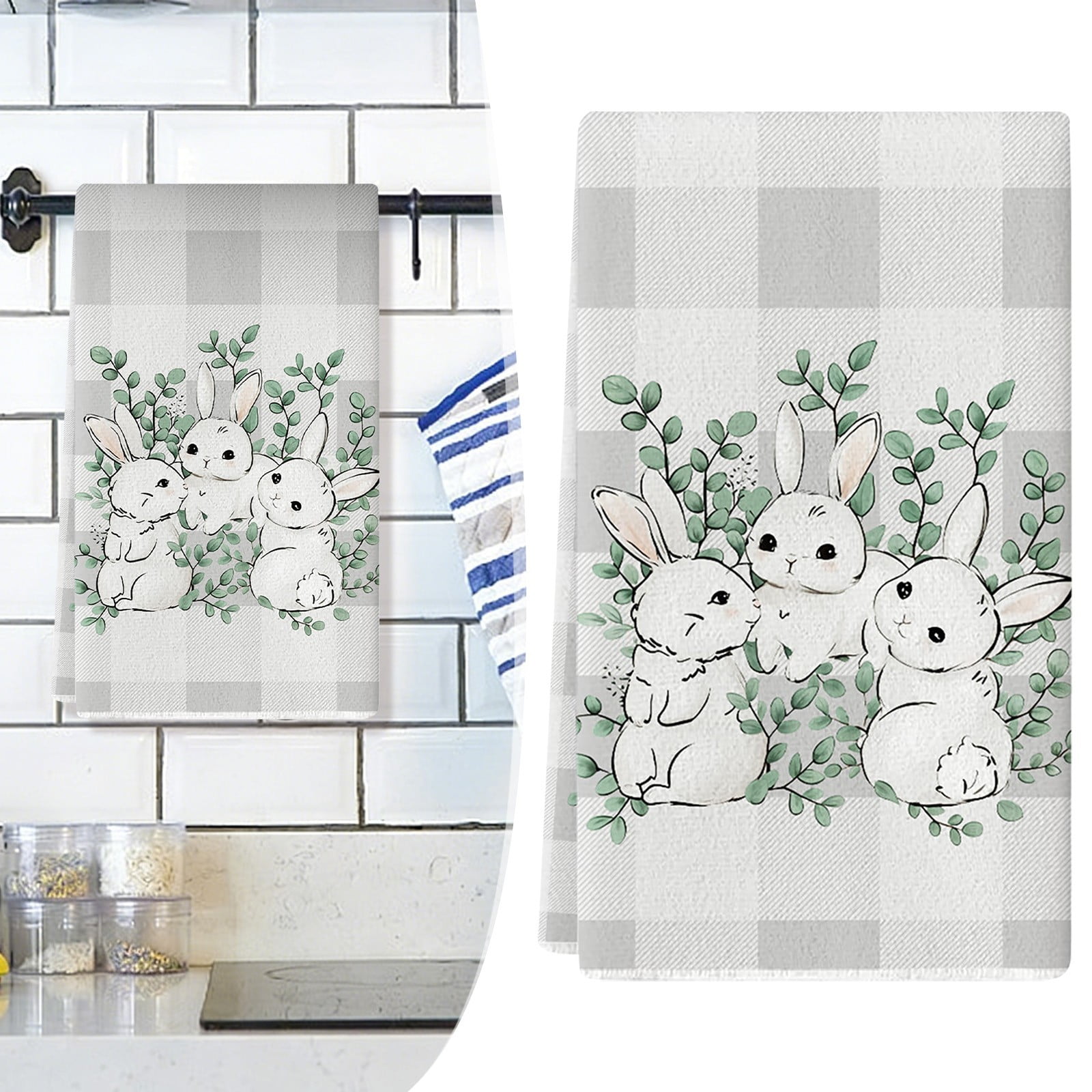 HomelyJoy Easter Dish Towels Farmhouse Style Yellow Chick Egg Basket ...