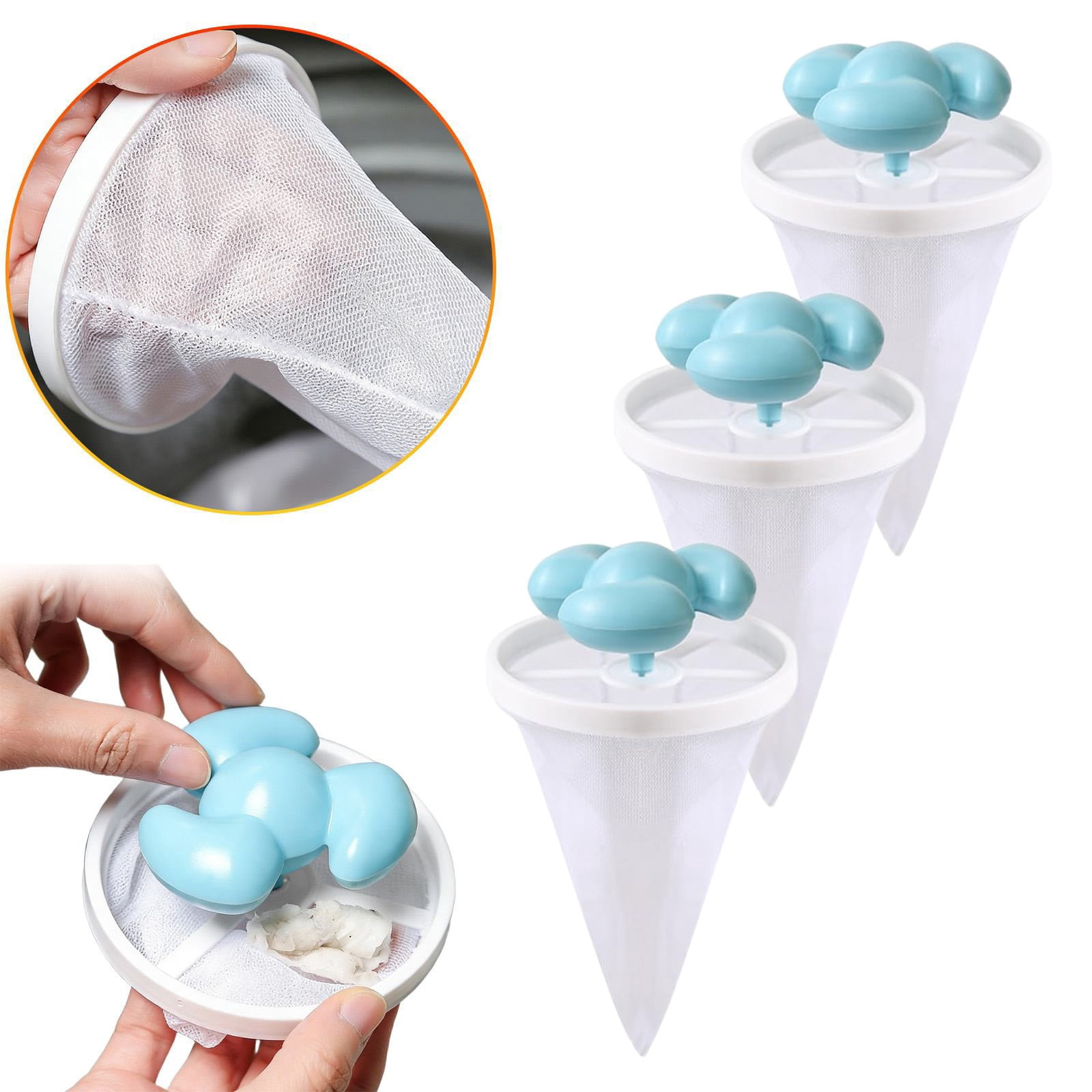 HomelyJoy Floating Lint Filter 3-Pack Upgraded Cone-Shaped Mesh Catcher ...